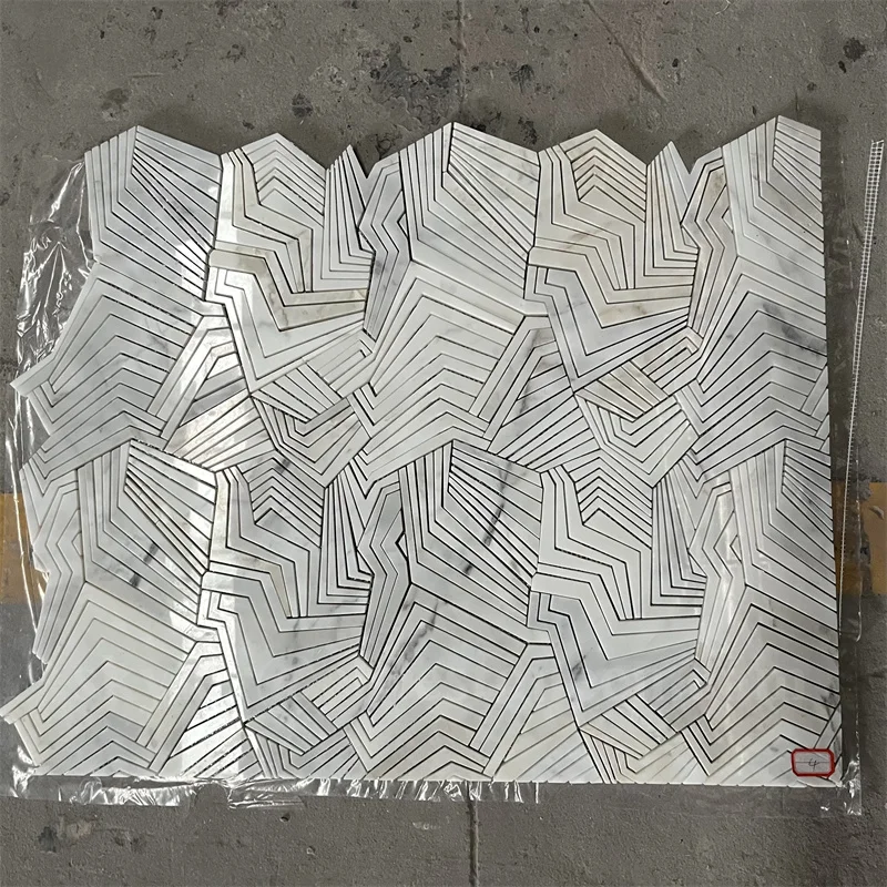 Calacatta Gold Marble Mosaic Luxury Stone Tile Water Jet Pattern - Buy ...