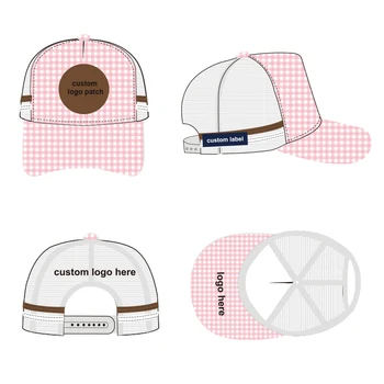Custom Gingham Fabric Trucker Mesh Hat Design You Own Logo With ...
