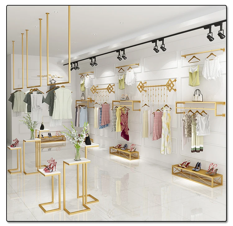 Gold Clothing Racks for Shops - Stylish Display Solutions