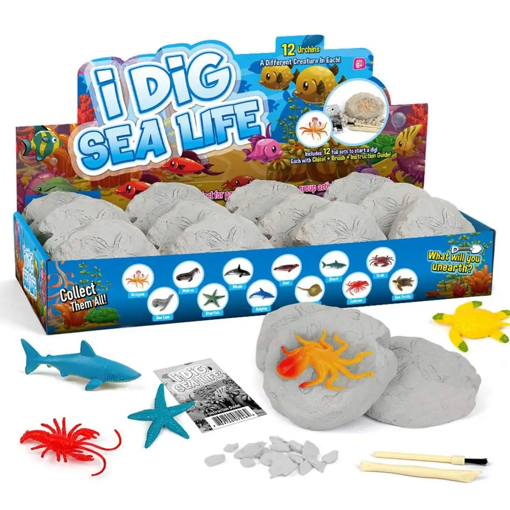 12pcs Ocean Animal Dig Excavation Kit Sea Life Dig Kit Excavation Stem ...