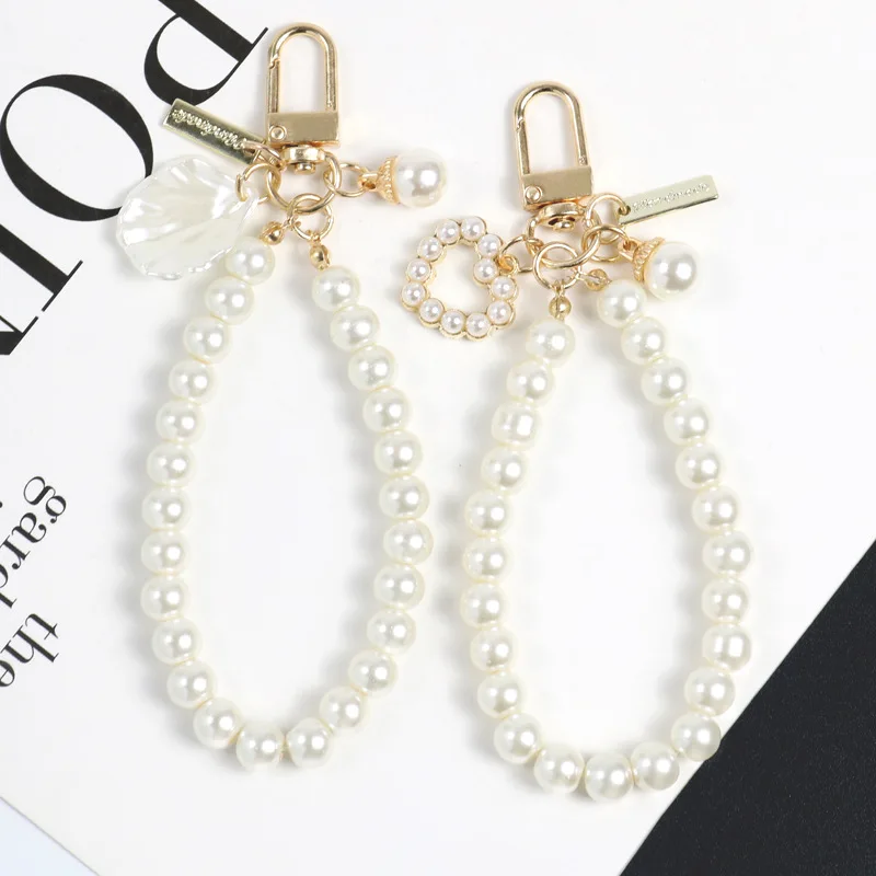 Pearls Beaded Alloy Keychains For Women New Minimalist Car Bag ...