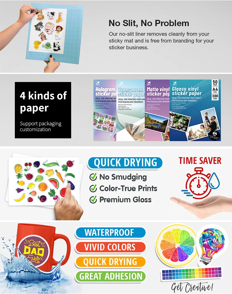 Wholesale Sheet Thick Printable Waterproof Self Adhesive A4 High 