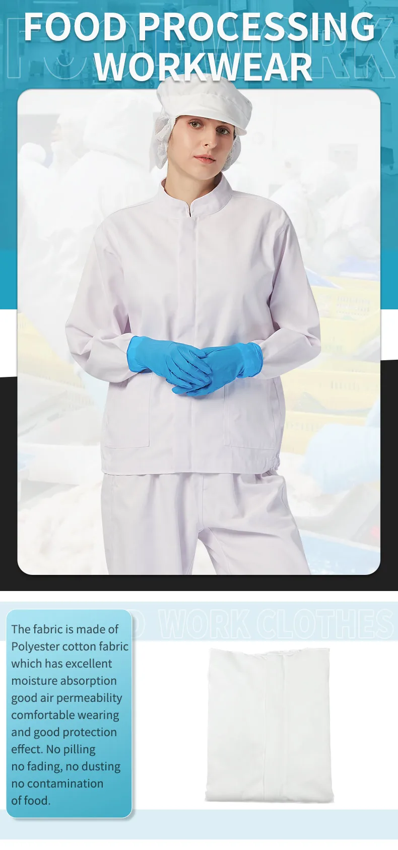 Industry Food Factory Production Uniforms Comfortable Soft Dust-free ...