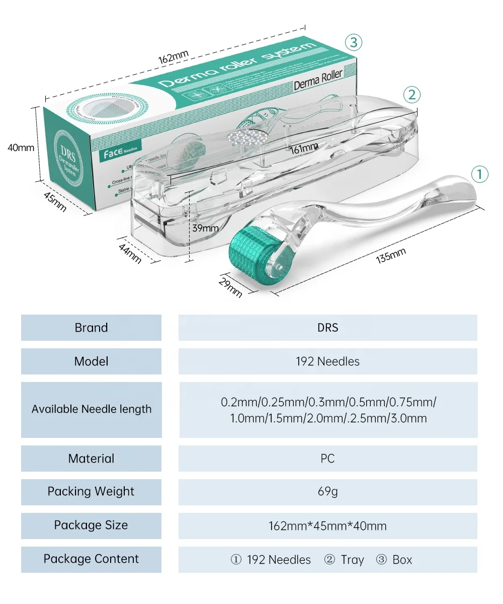 Derma Roller Drs 192 Microneedling Skin Care Tools Facial Fine Needle ...