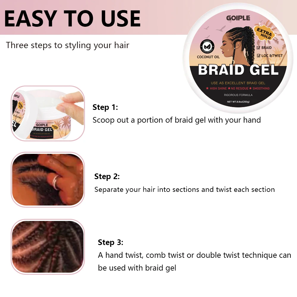 Wholesale Hair Curling Gel for Cornrow Locs & Braiding Wax