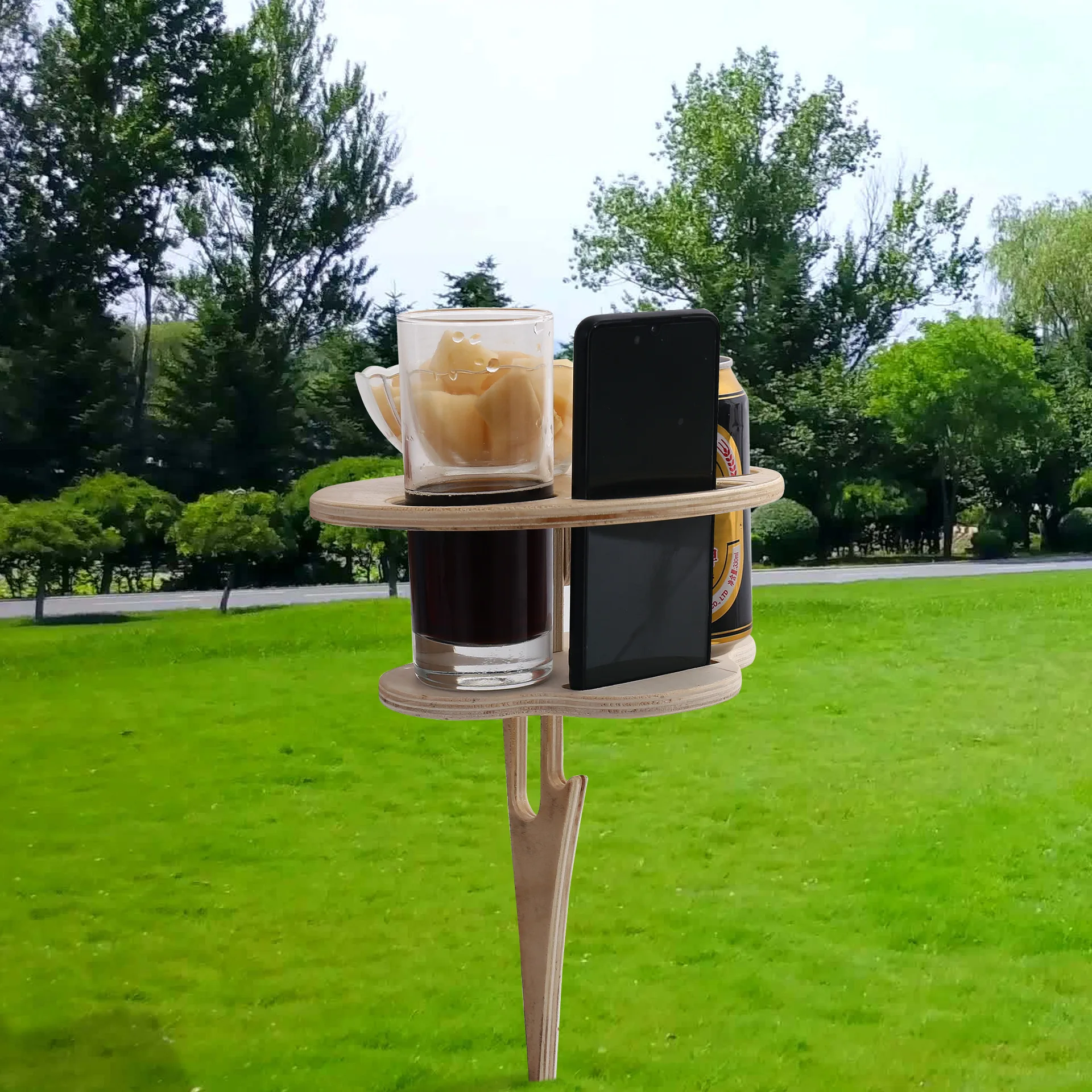 Mini Portable Wood Round Folding Tables Collapsible Lawn Picnic Beach ...