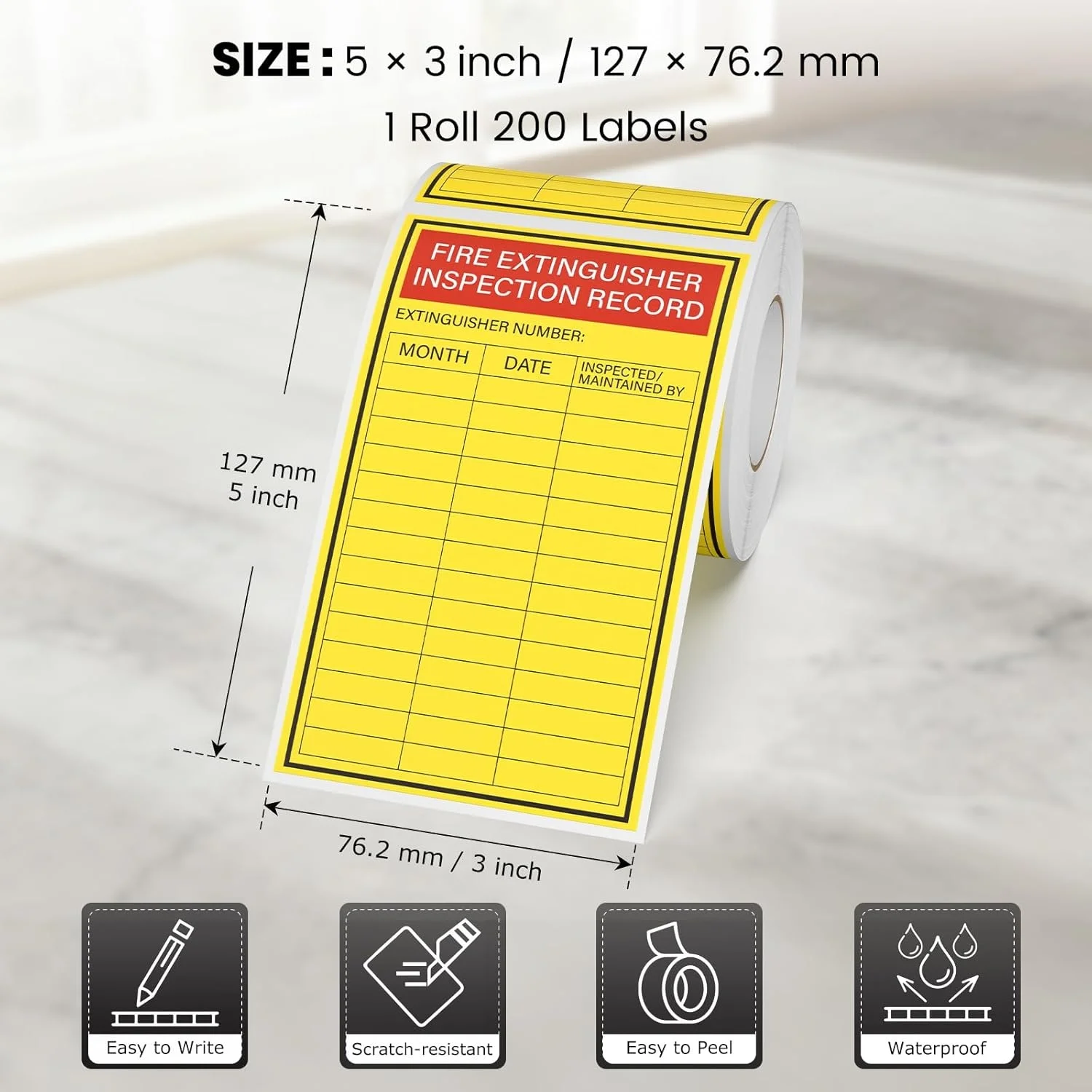 Fire Extinguisher Inspection Record Label Self Adhesive Writable ...