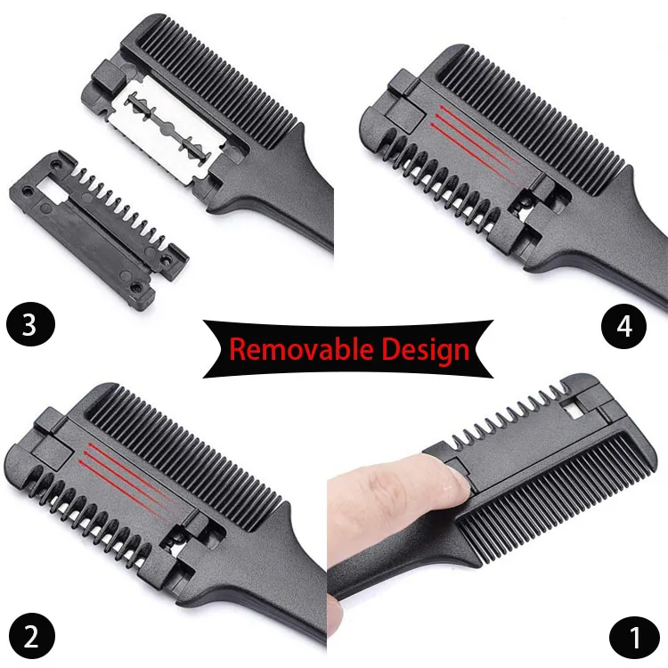 Professional Barber Unbreakable Trim Removable Razor Hair Cutting Comb ...