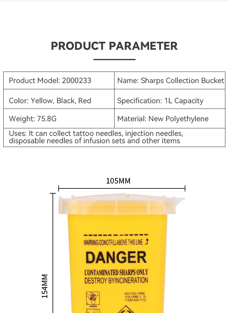 Medical Waste Bin 1l 2l 3l 4l 5l 6l 8l 10l 15l 18l Plastic Medical Disposable Biohazard Sharp ...