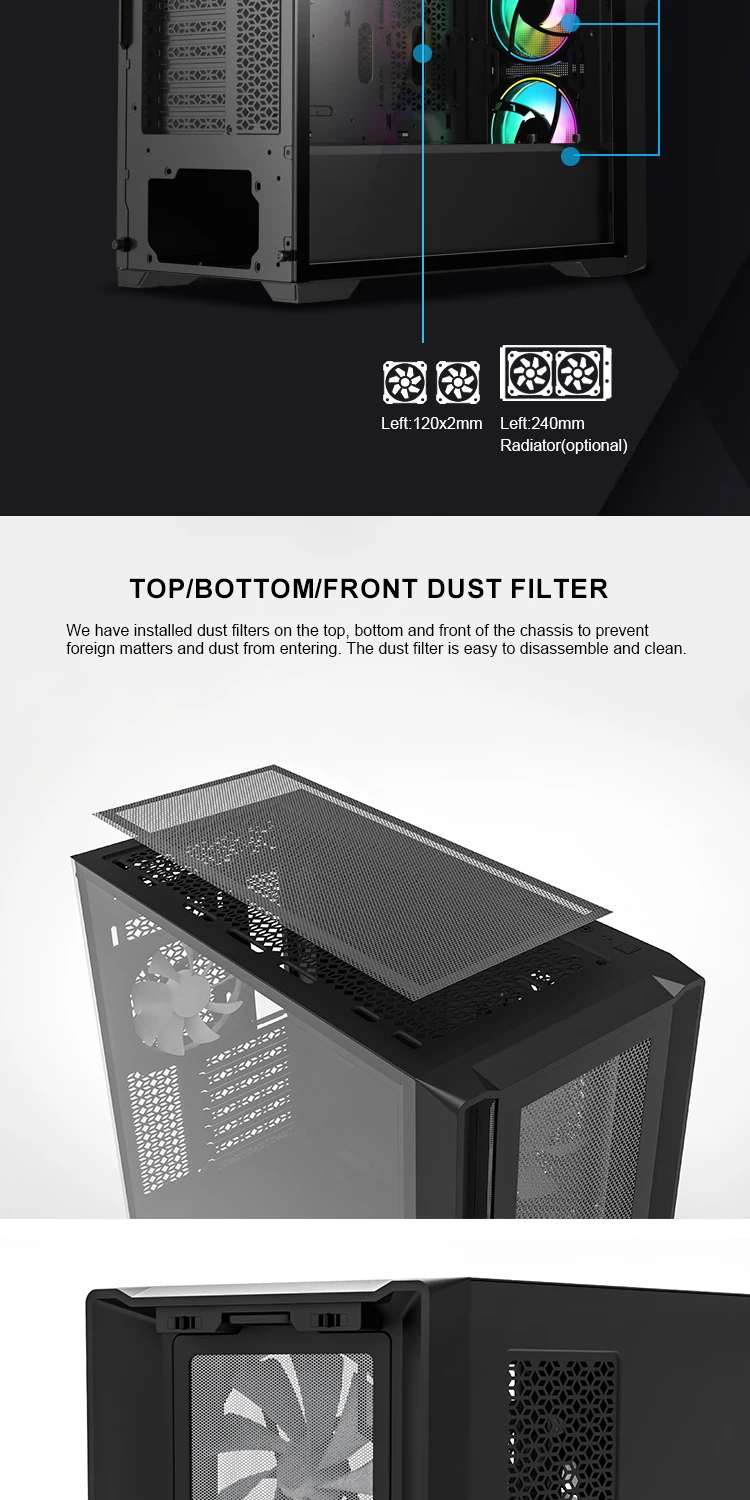 Factory Oem Odm PC Cabinet Desktop Computer Case Tower Tempered Glass ...