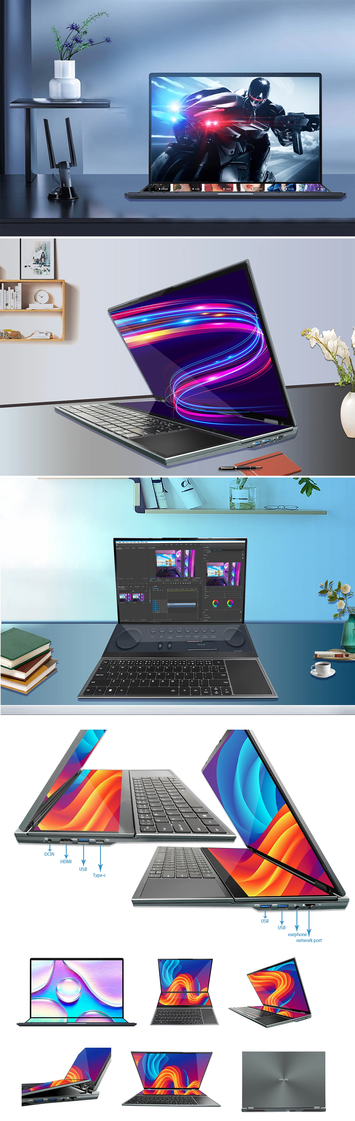 Office Business Dual Screen Laptop Computer 16 Inch Hd Lcd Screen Core ...