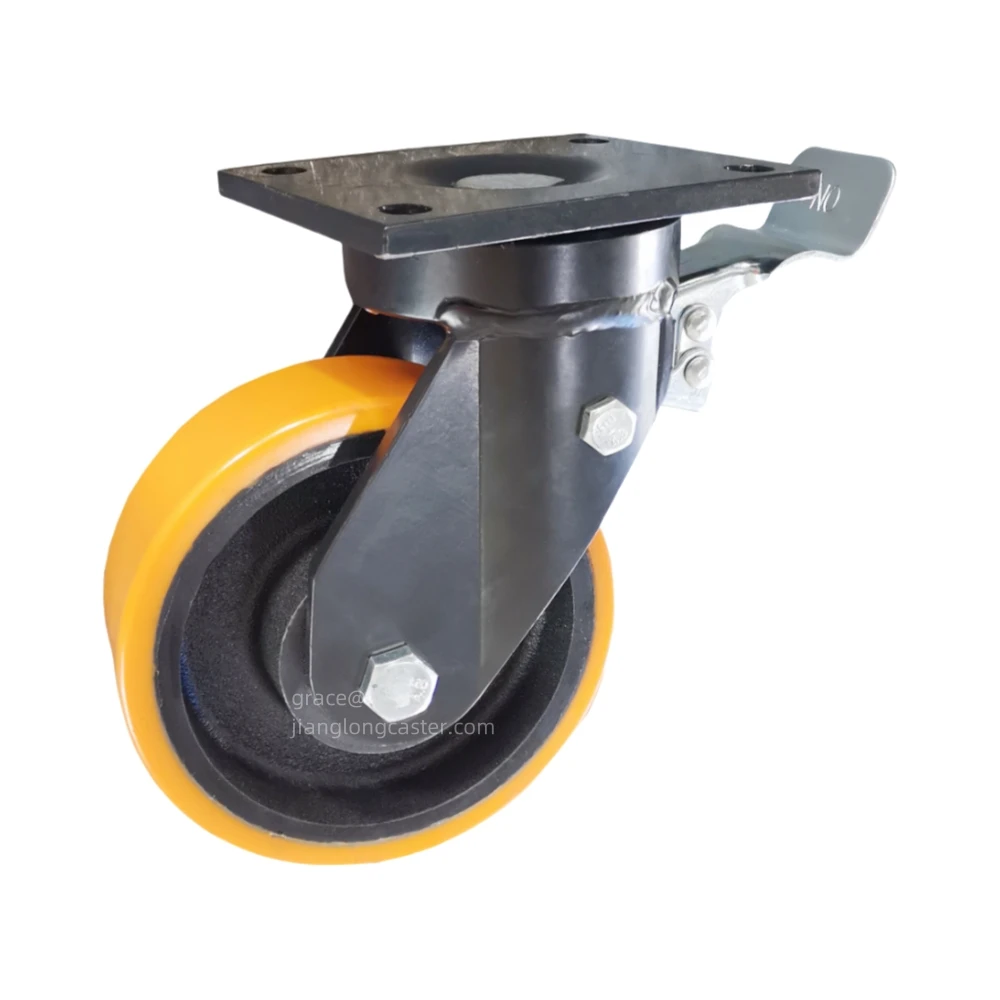 European Style Heavy Duty Polyurethane Tyre Cast Iron Industry Casters ...