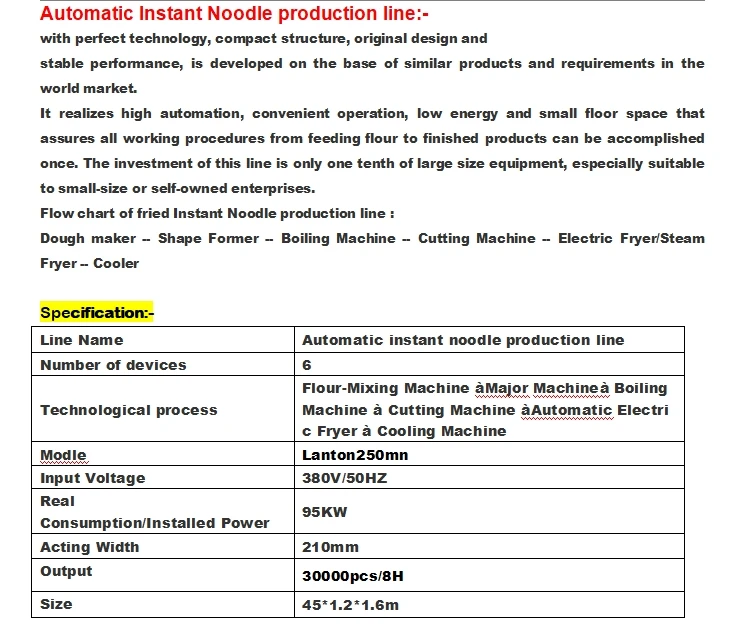 Lanton Machinery Instant Noodle Production Line - 11000pcs