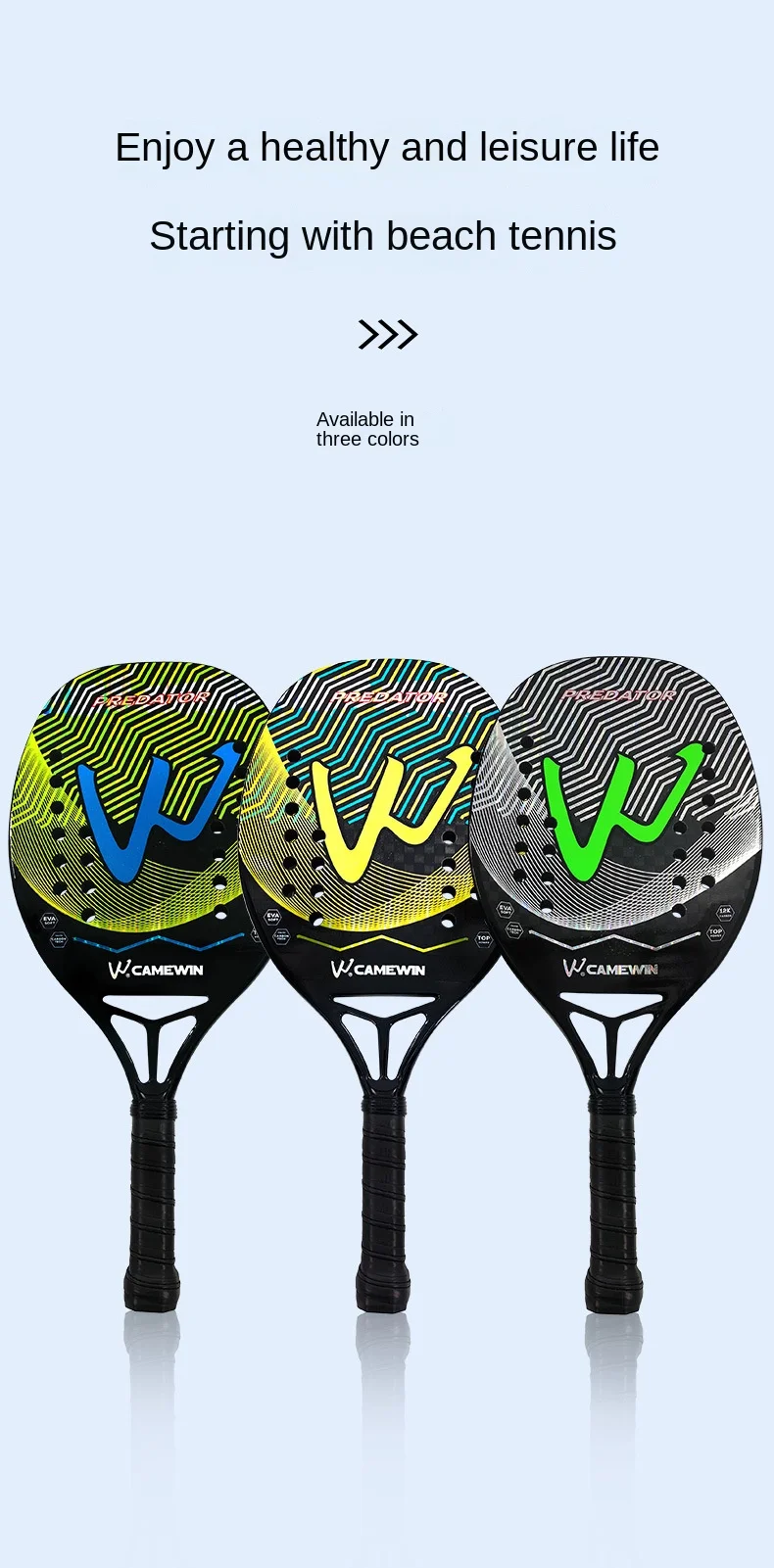 E4049 Thin Section Beach Racquet With Big Blade 12k Carbon Fiber Strong ...