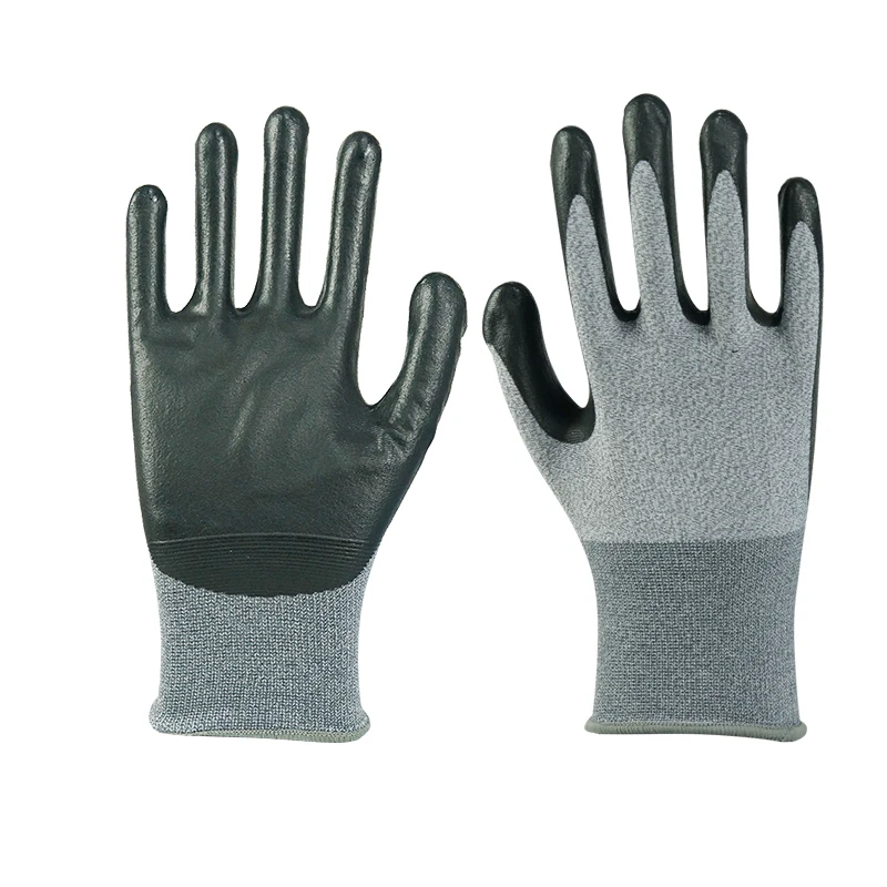 15 Gauge Breathable Nylon Spandex Dipped Black Foam Nitrile Gloves Labor Knitted Gloves Nitrile ...