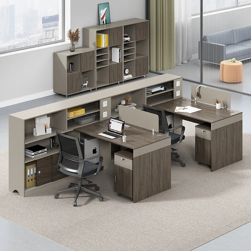 Double Sided Desk With Drawers Standing Workstation Modern Office ...