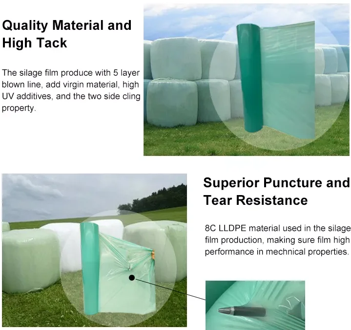 25mic 500mm 250mm 750mm Agriculture Plastic Hay Bale Bale Silage Wrap ...