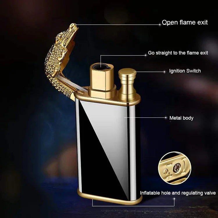 Exquisite Gift Boxwindproof Croc Dragon Cigar Torch Tiger Lighter Jet ...