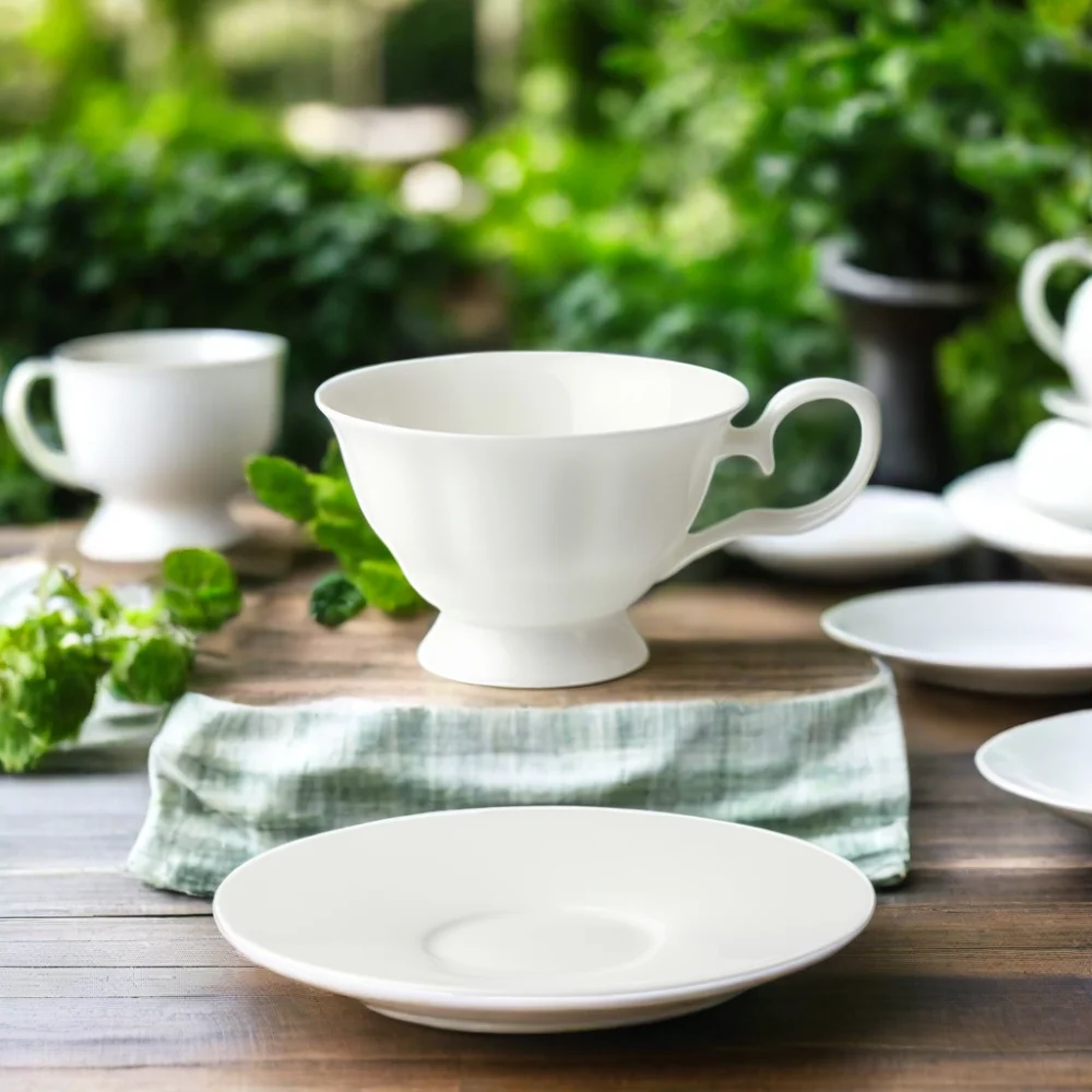 Factory Custom Logo Plain White Tea Cups Fancy Bone China Antique ...