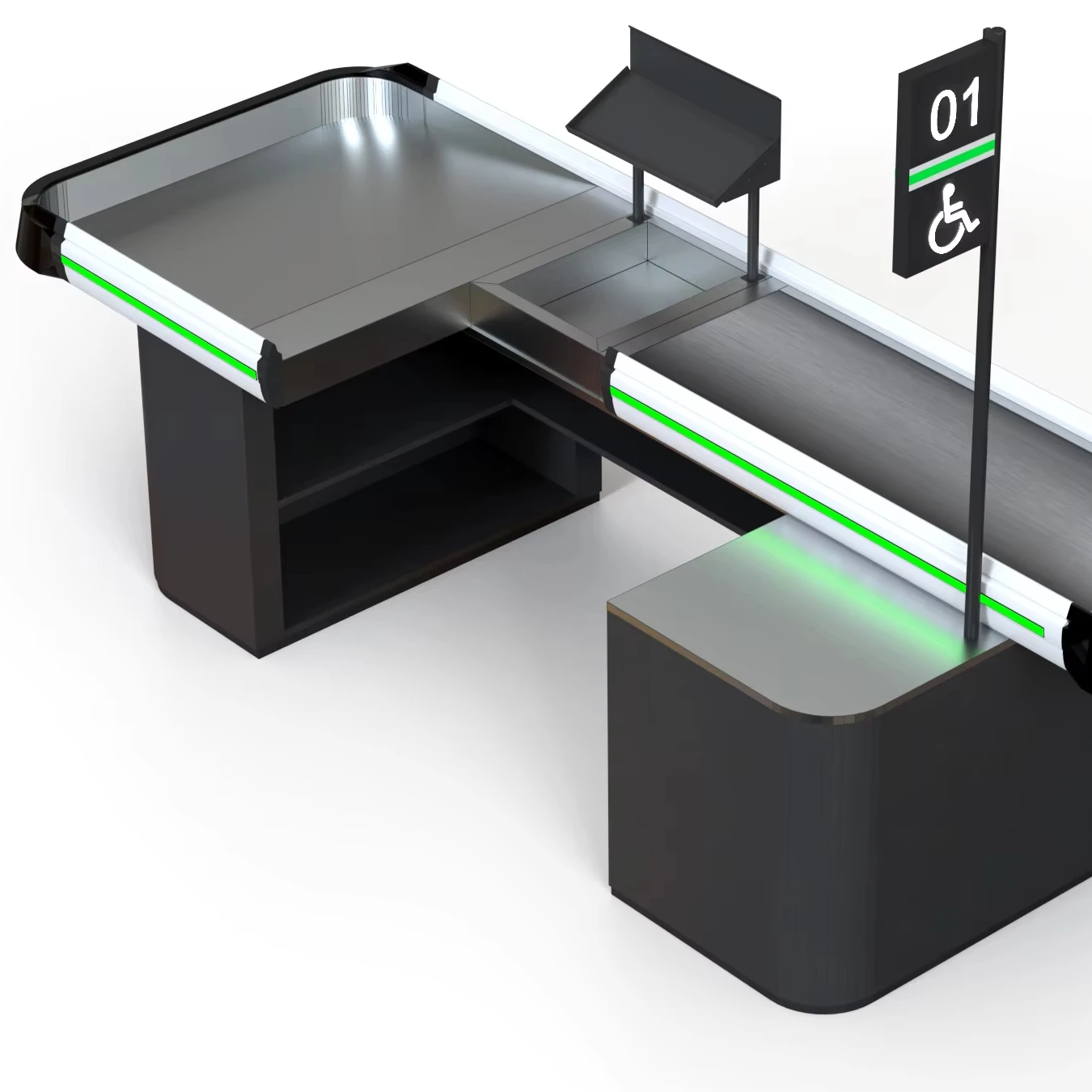 Customizable Steel Belt Supermarket Checkout Counter With Led Board ...