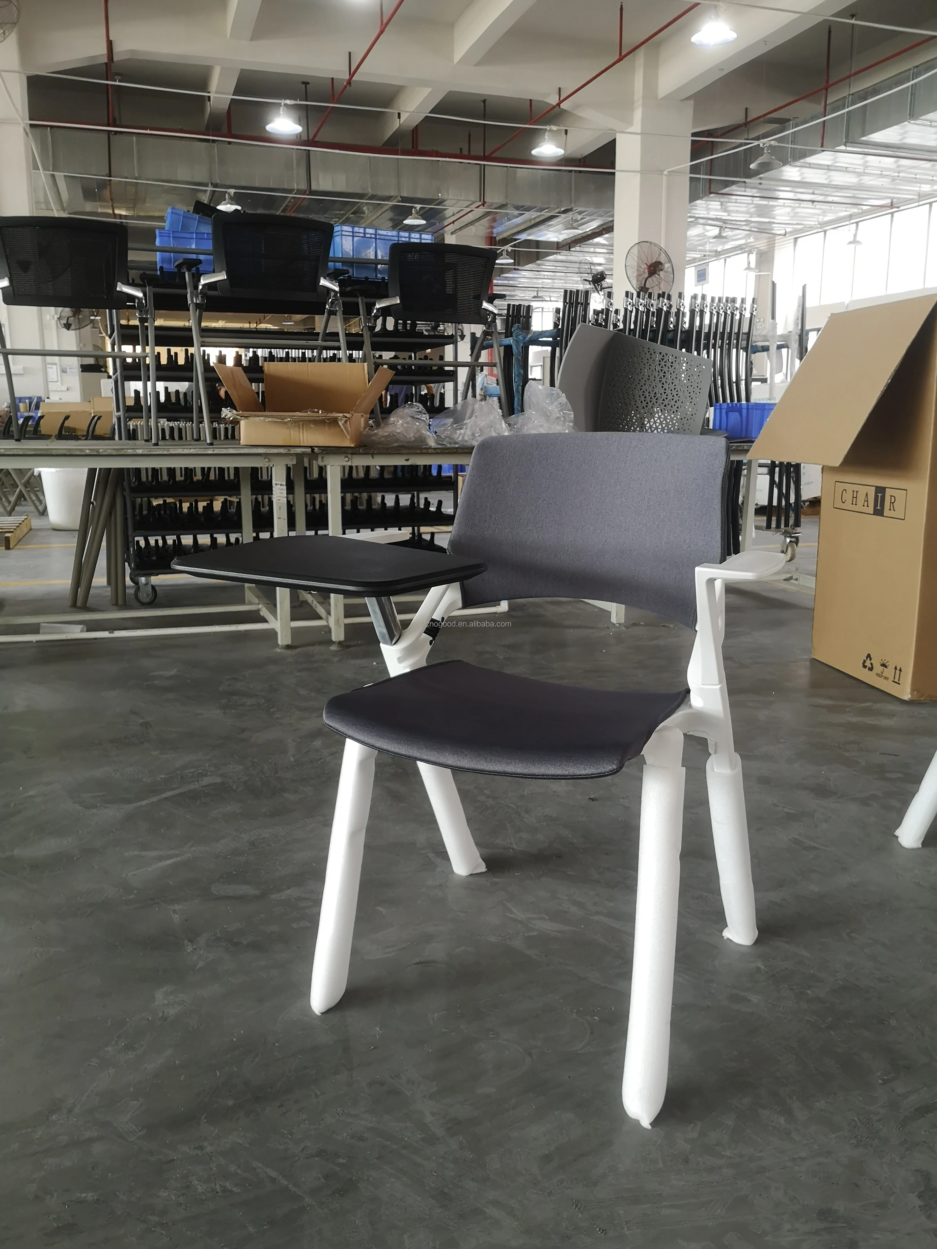 Stackable Conference Chairs with Foldable Writing Tablets