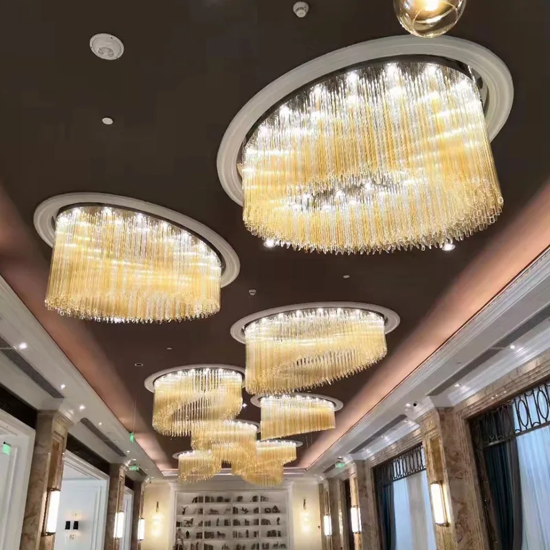 Hotel Lobby Crystal Chandelier Double Chandelier Exhibition Hall ...