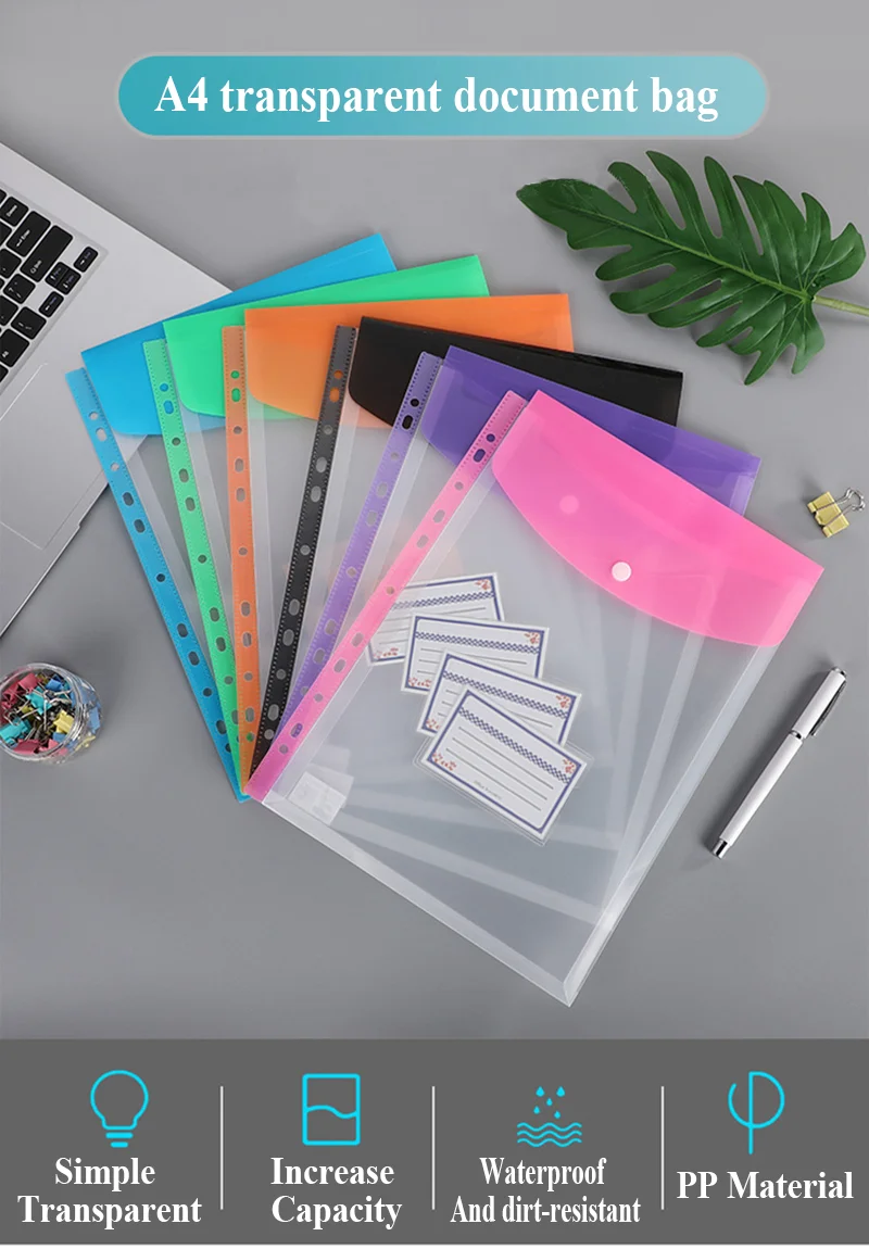 A4 Folder Storage Clip - Durable & Waterproof Document Bag