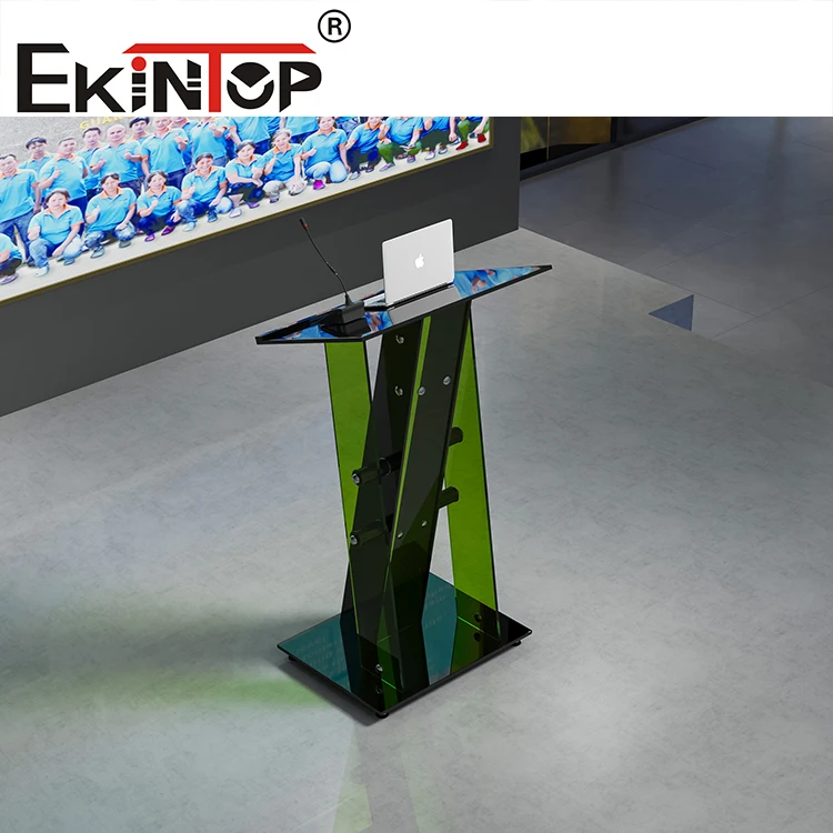 Ekintop Modern Transparent Glass Podium Stand Plexiglass Pulpits With ...