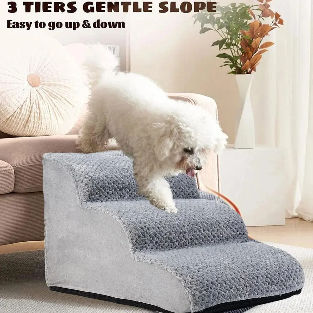 Removable Pet Stairs 3 Steps Staircase Dog Anti-slip Removable Ladder ...