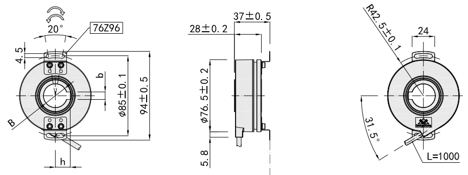 Kc76-series Incremental Hollow Shaft Rotary Keyway Dc Motor Encoder ...