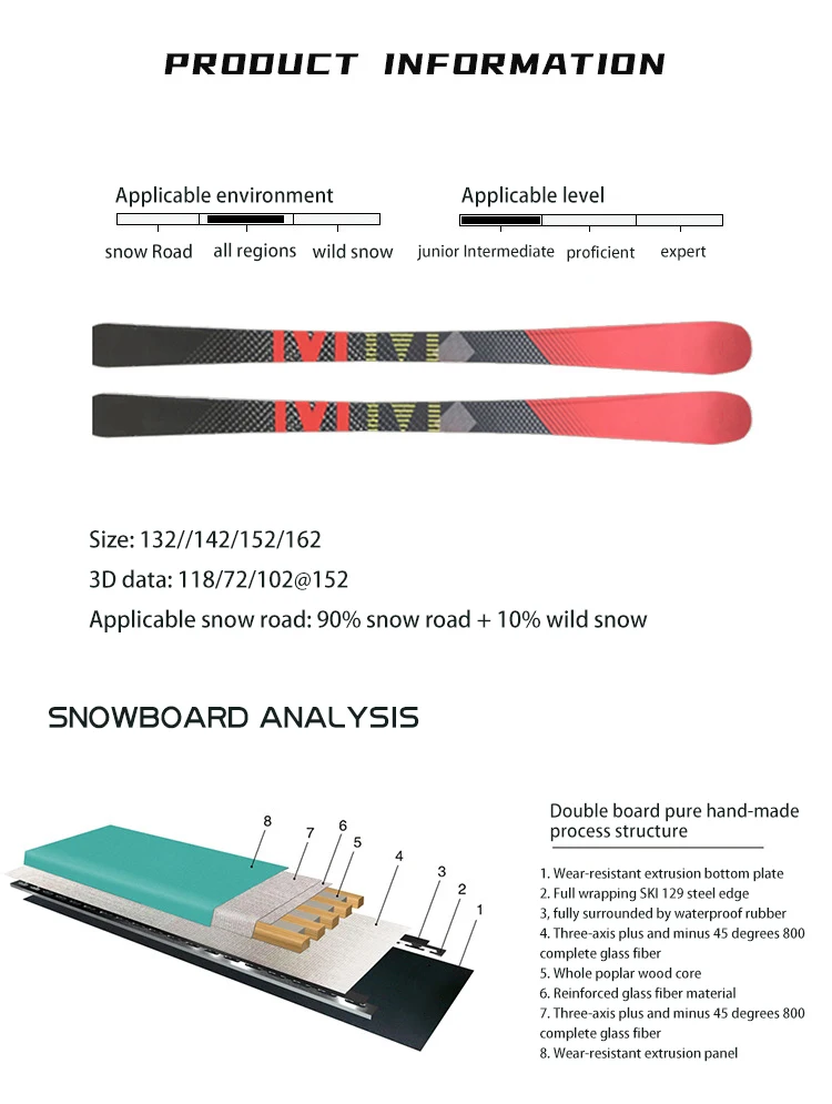 Alpine Skis Twintip Ski All Mountain Advanced Snowboard All Terrain Oem ...
