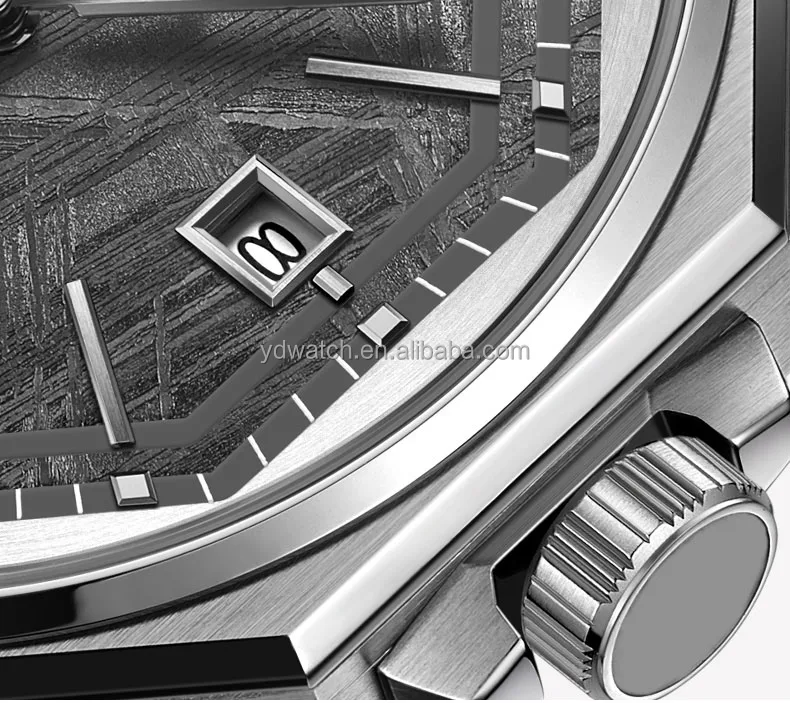 Luxury Natural Meteorite Dial Stainless Steel Watch