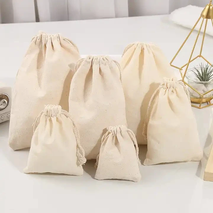Custom Cotton Drawstring Pouch Bag - Eco-Friendly Gift Packaging