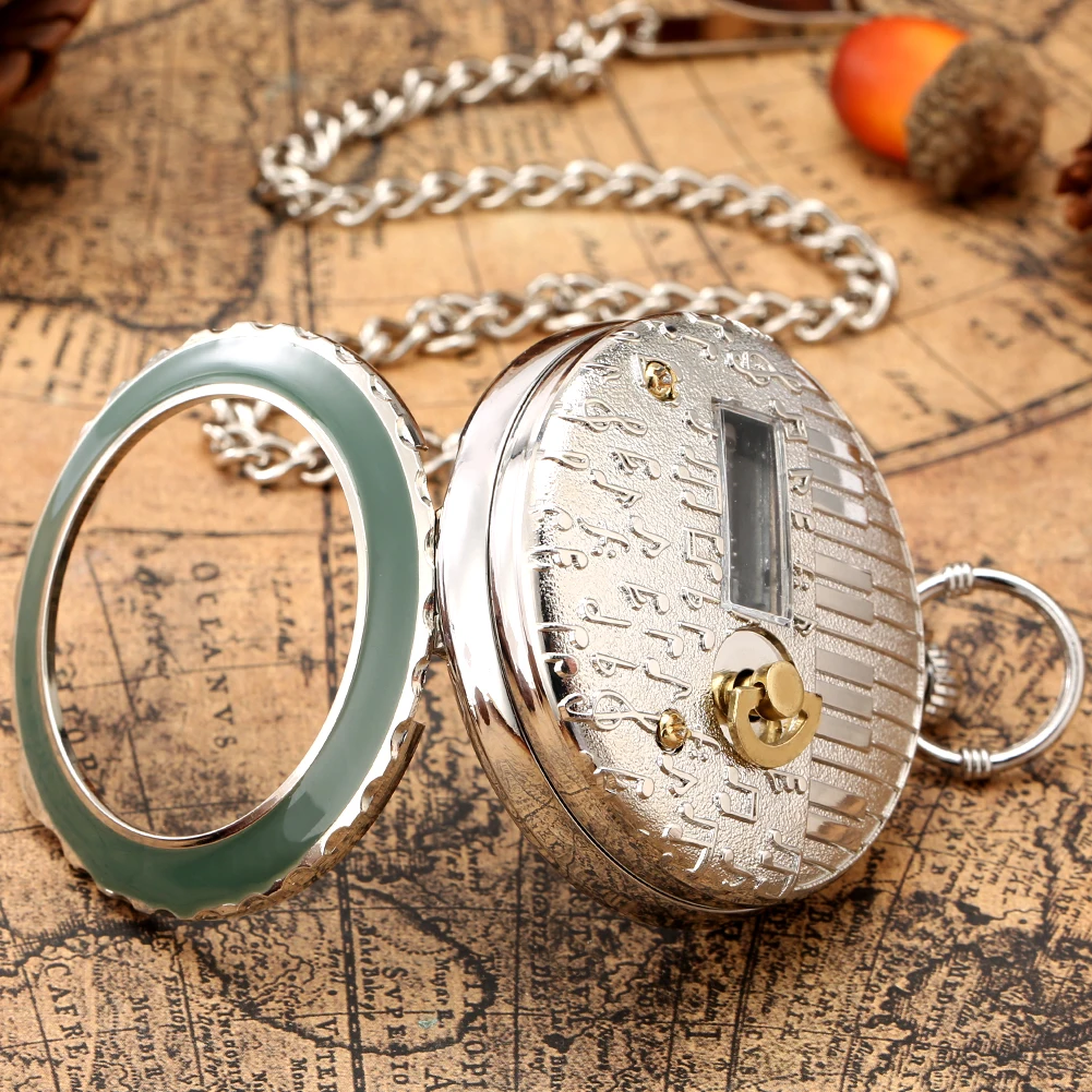 Transparent Glass Musical Pocket Watch - Swan Lake Melody