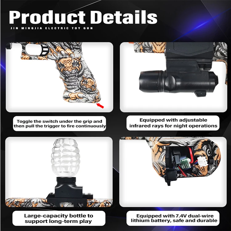 Boys Electric Toy Guns Automatic G18 Water Splatter Metal Graffiti Gel ...