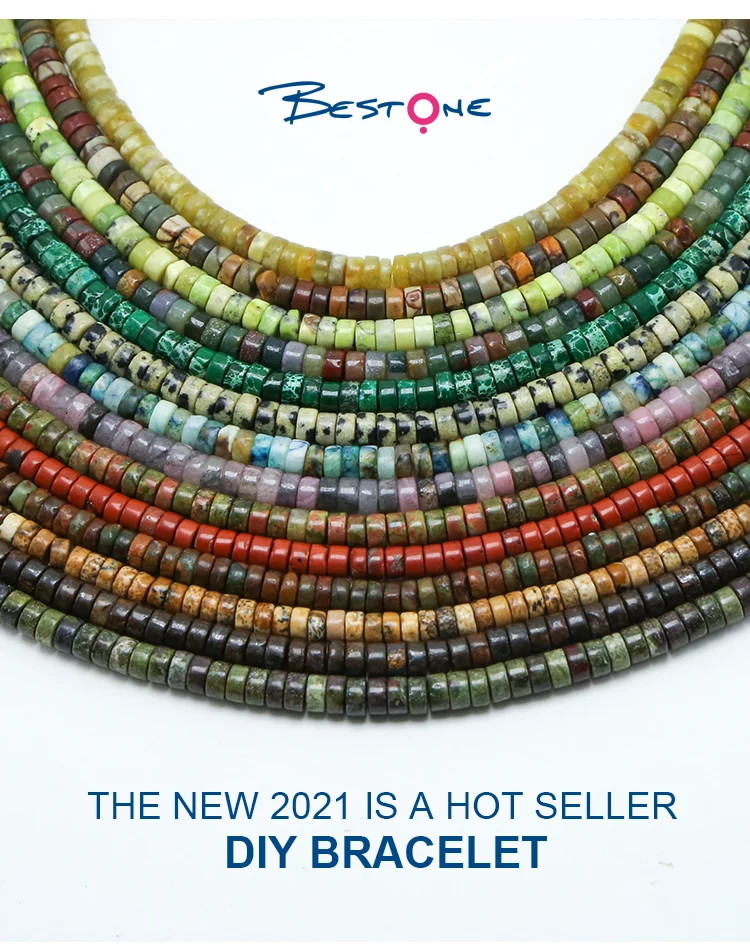 Flat Round Disc Natural Stone Loose Beads Heishi Beads For Bracelet ...