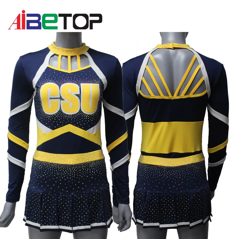 High School Competition Cheerleaders Uniforms Rhinestones Cheerleading ...