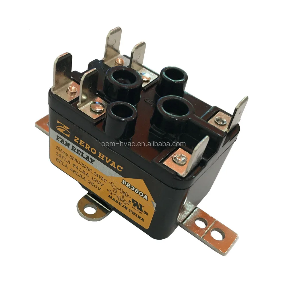 Pr380a Spst No+nc Fan Relay 25amp 24vac Ul Potential Relay Switching ...