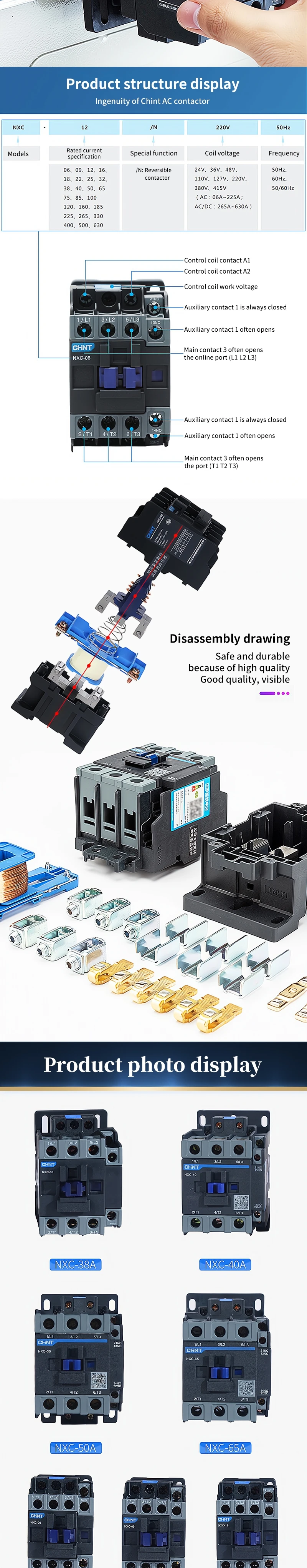 Contactor Magnetic Contactor Chint 6511 65a 380v Nxc Circuit Rating ...
