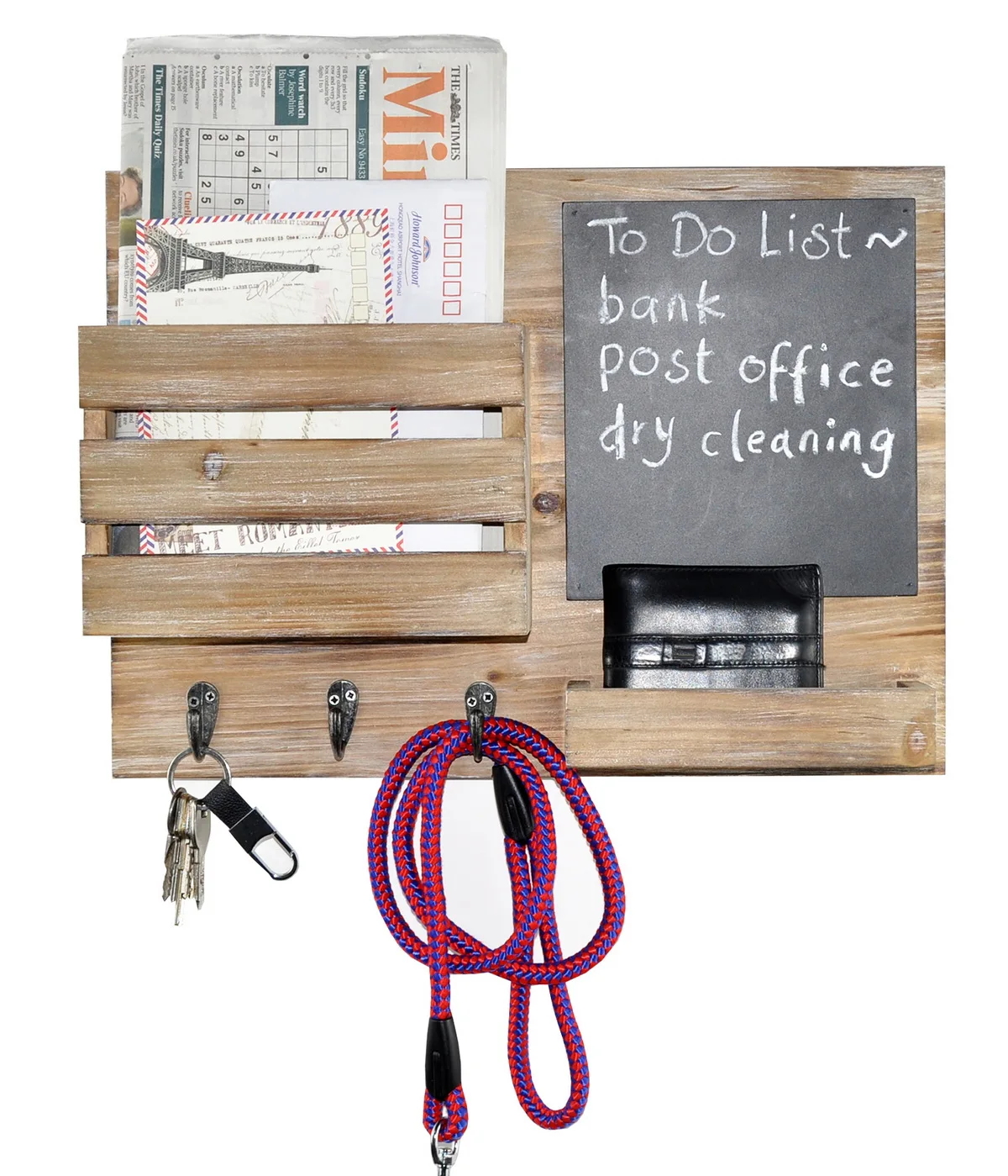 Solid Wood Wall Mounted Mail Envelope Rack, Coat Rack, Living Room ...