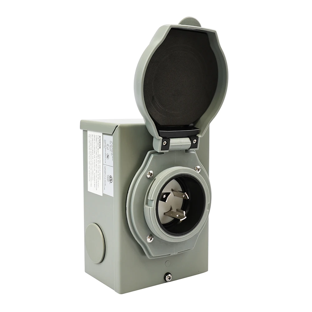 30a Generator Power Inlet Box With 3 Prong Locking Plug For Waterproof ...