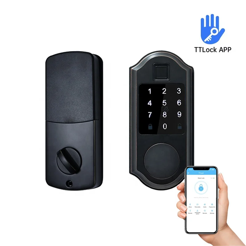 Smart Lock Tuya Wifi Keyless Biometric Round Fingerprint Security Anti-theft Smart Knob Door ...