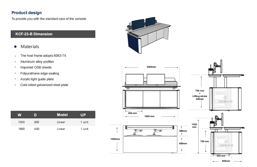 Kesino Control Room Console - Adjustable & Stylish Furniture