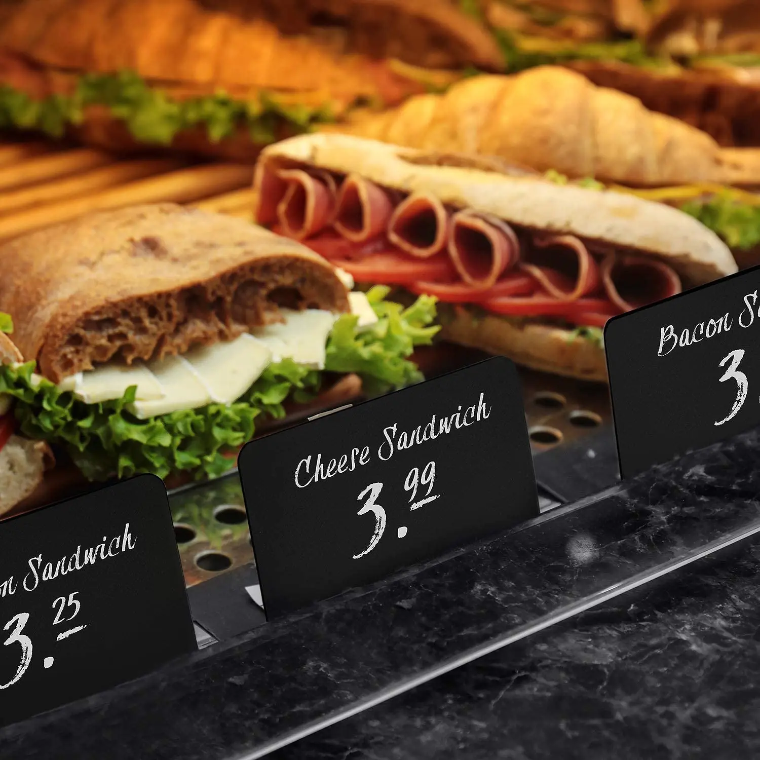 Mini Chalkboard Signs for Food - PVC Small Black Signs