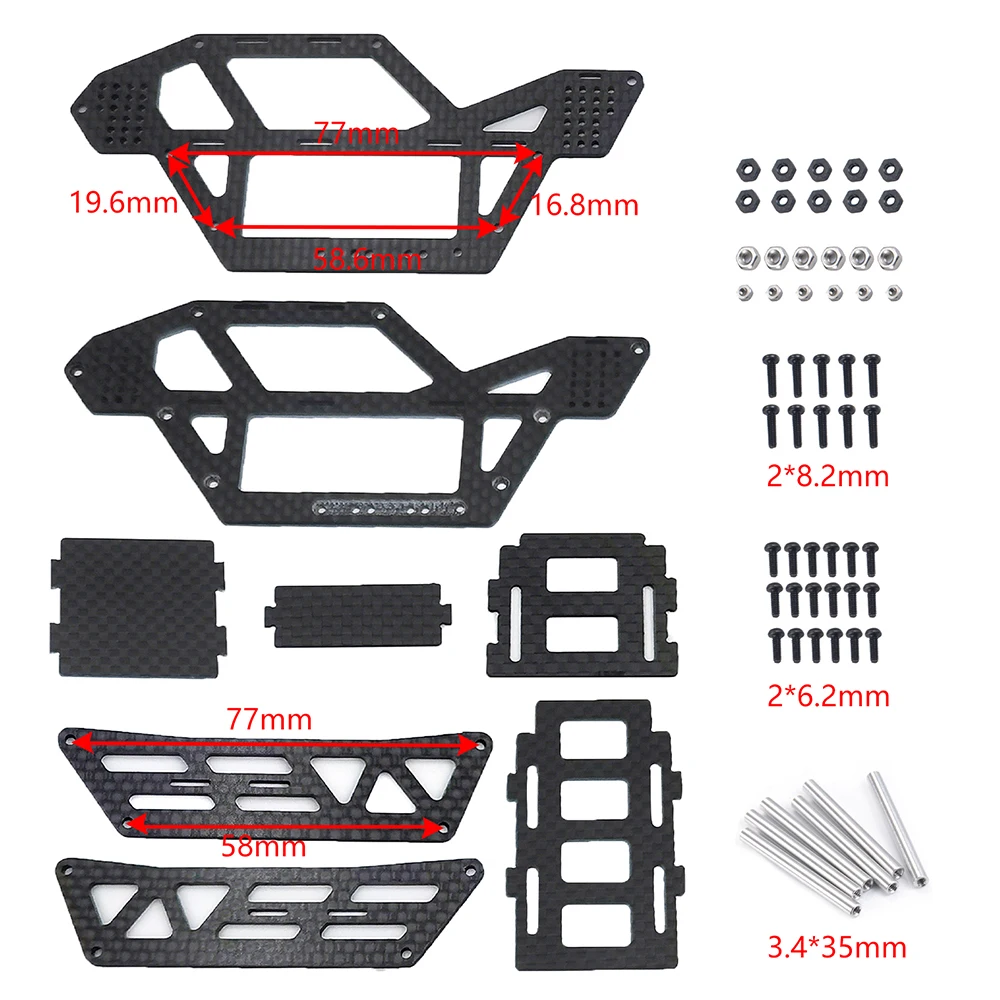 Carbon Fiber Chassis Frame Rails Body Shell for 1/24 SCX24 Upgrade ...