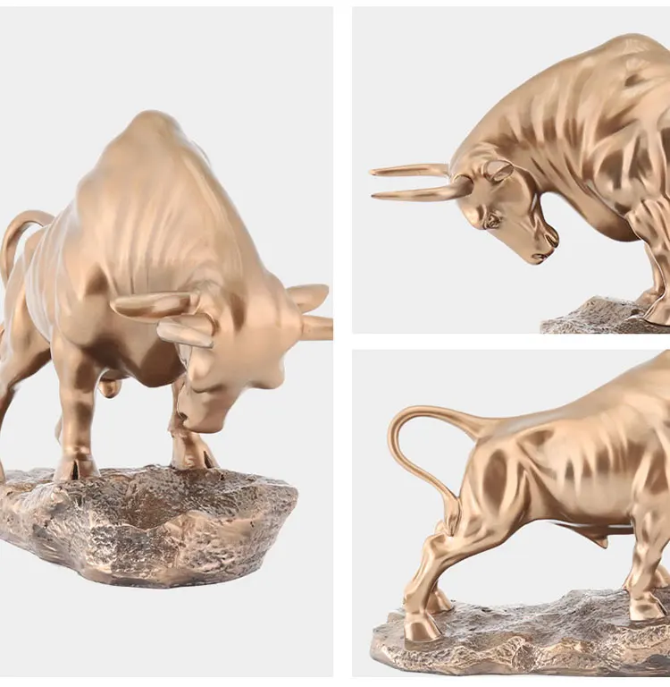 Copper Bull Statue - Wall Street Ornament for Living Room