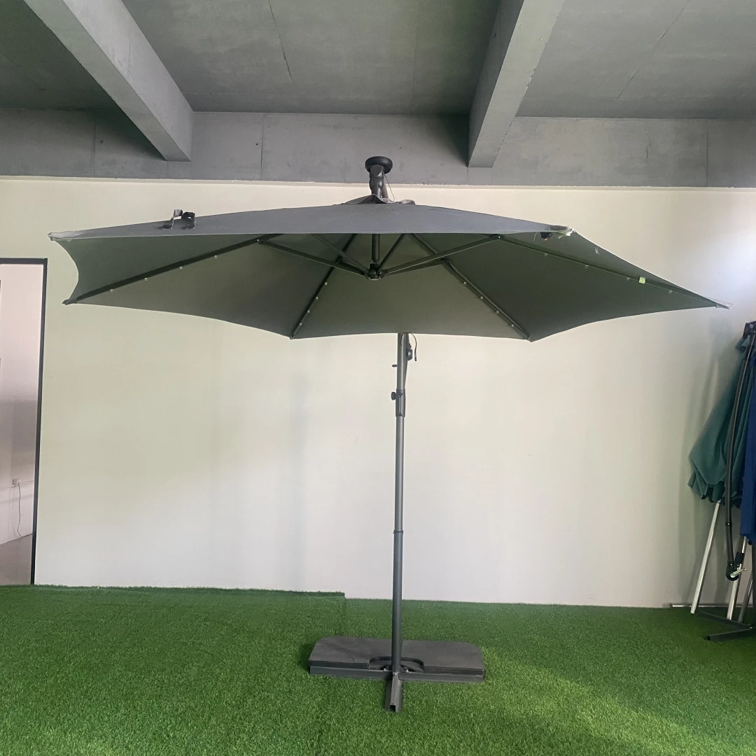 Garden Aluminium Umbrellas Solar Powered Heavy Duty Parasol Rectangle ...
