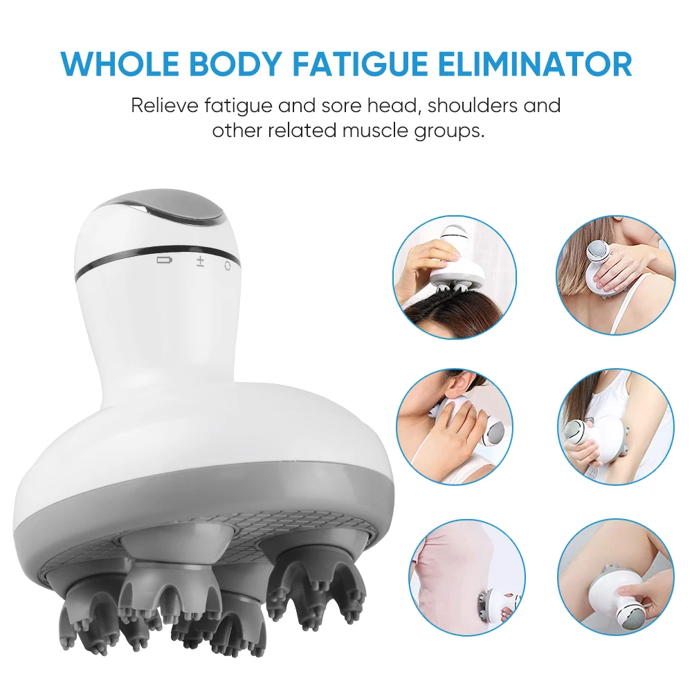 Cordless Handheld Silicone Head Massager Cordless Hair Scalp Massager ...