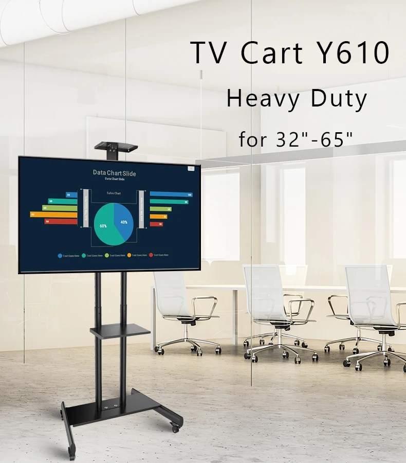 NB Mobile LED TV Mount Cart with Wheels - 360 Rotating Trolley Stand