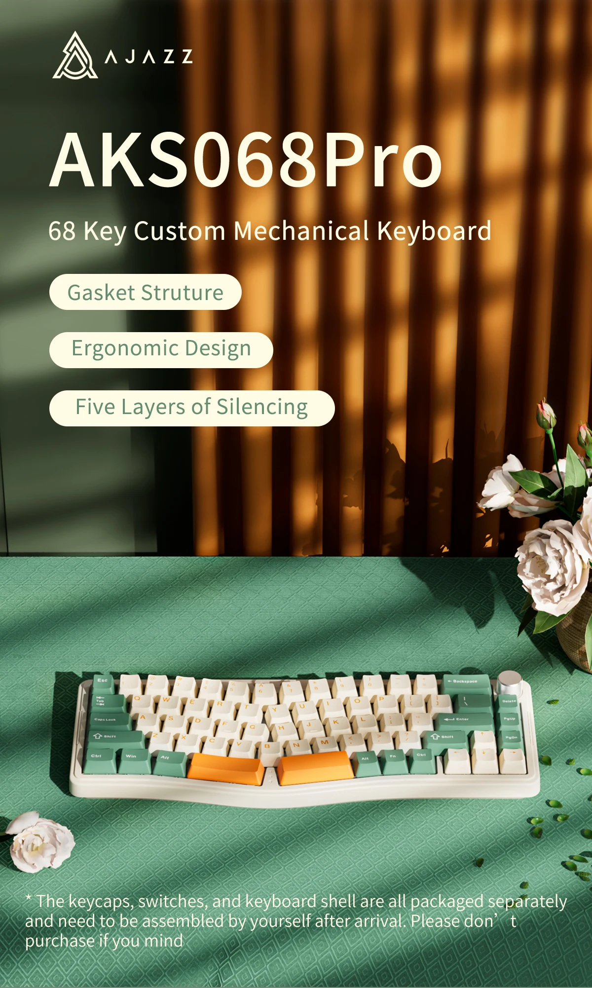 Ajazz Aks068pro Alice 68 Keys - RGB Wireless Gaming Keyboard